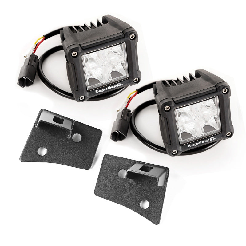 Rugged Ridge 07-18 Jeep Wrangler JK Dual Cube Windshield LED Kit w/ Br